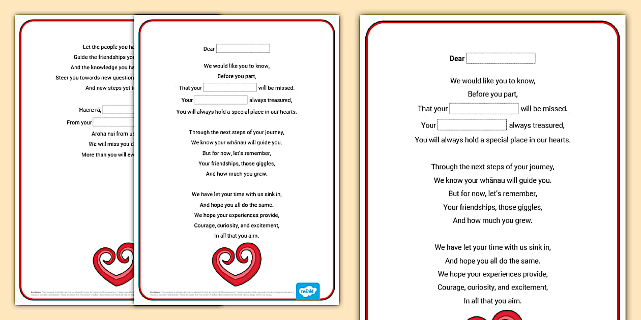 Haere Rā Editable Farewell Poem ECE