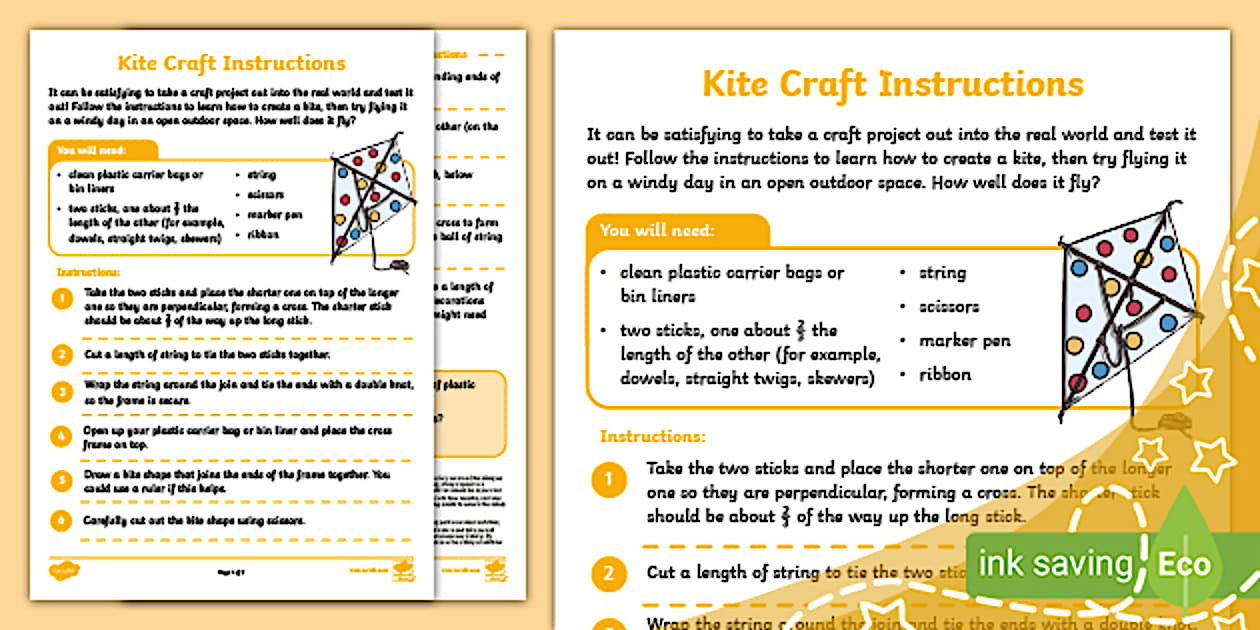 Kite Craft Instructions (teacher made) - Twinkl