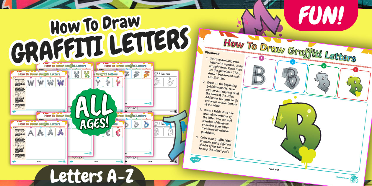How To Draw Graffiti Letters A-Z Worksheets (teacher made)