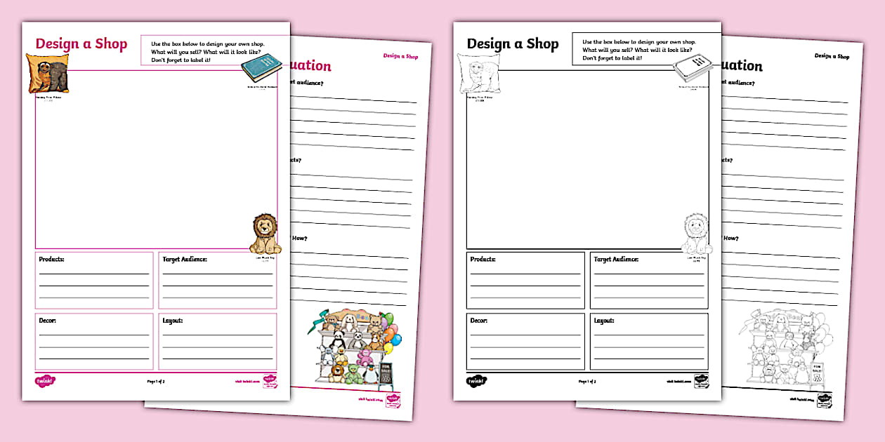 Design a Shop Worksheet