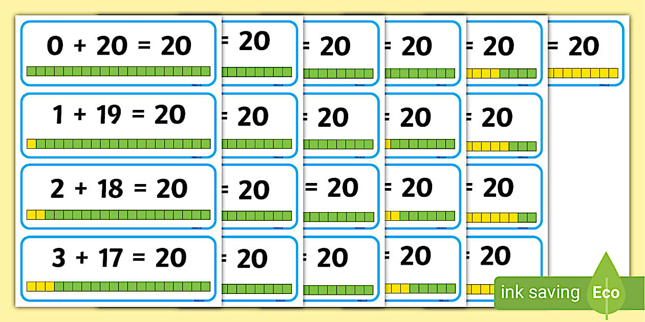 👉 Number Bonds of 20 Flashcards (teacher made) - Twinkl