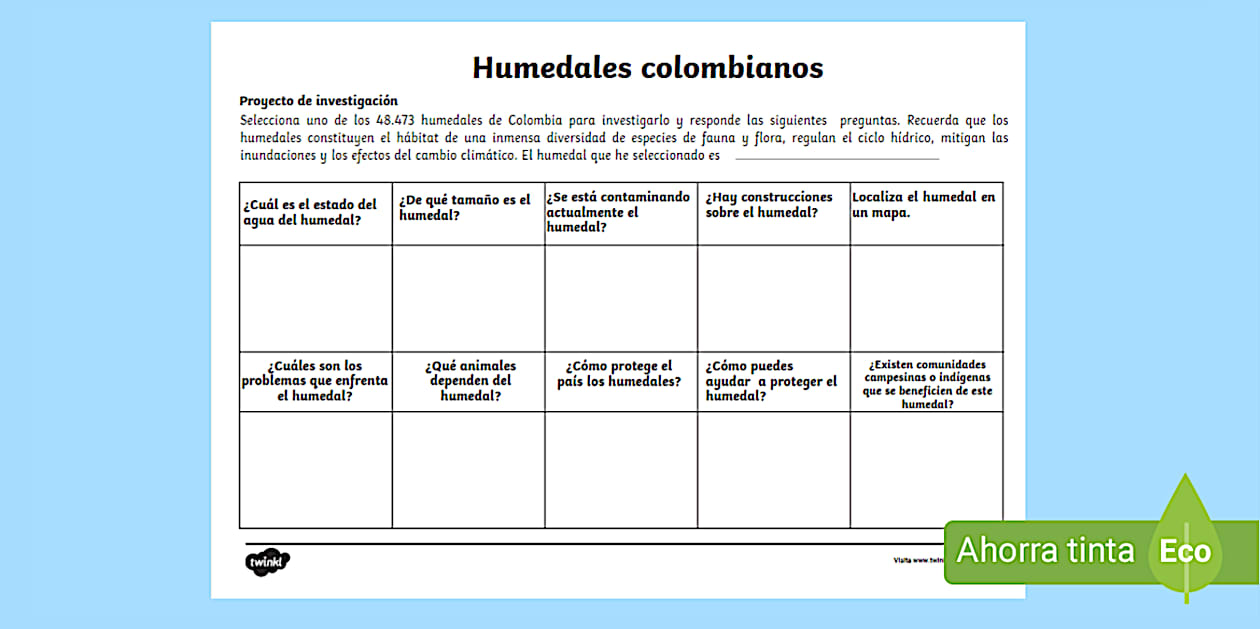 Investiga el humedal más cerca a casa - Guía Twinkl Colombia