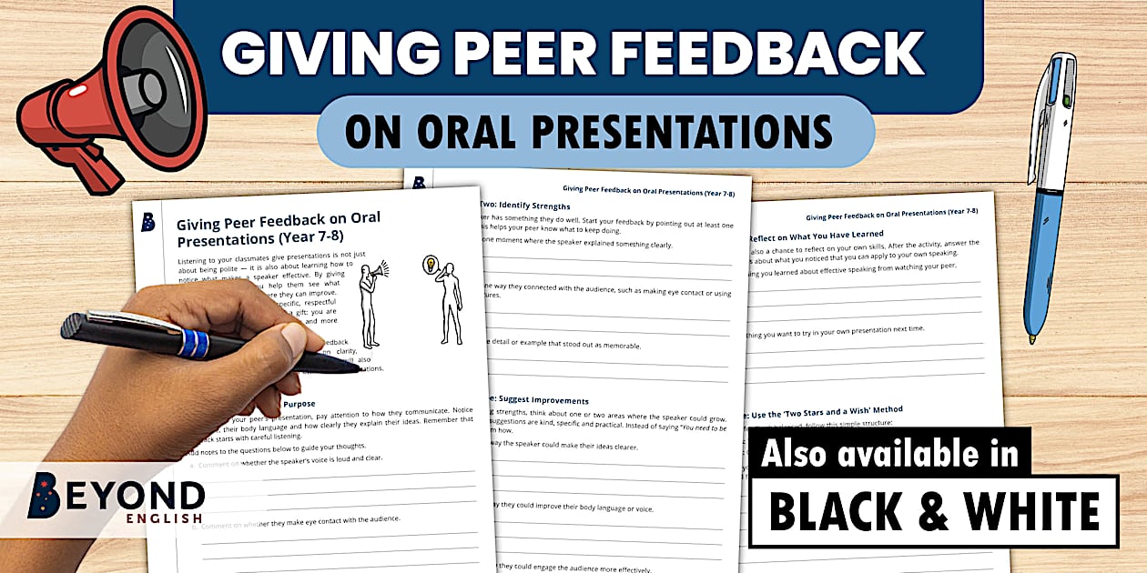 Giving Peer Feedback on Oral Presentations (Year 7-8)