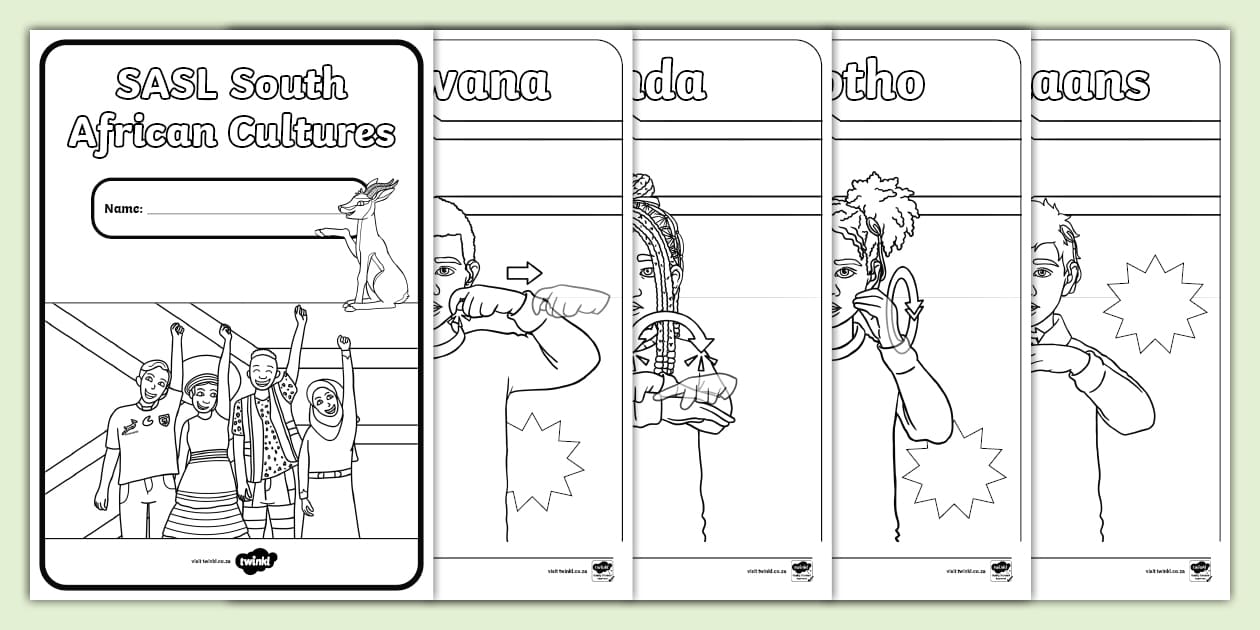 South African Cultures in SASL Colouring Book (teacher made)
