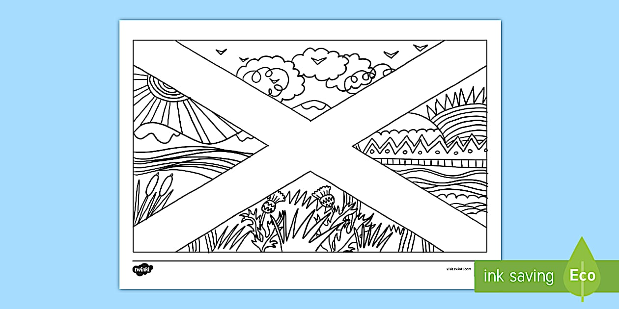 Scotland Flag Mindfulness Colouring Page - Twinkl