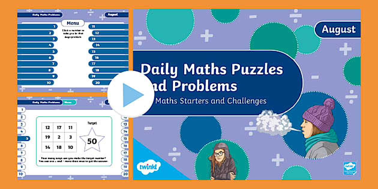 August Year 3/4 Maths Puzzle and Problem Starters - Twinkl