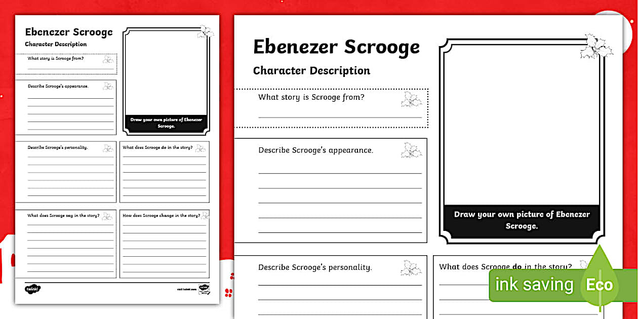 Scrooge Character Description Activity Sheet (Teacher-Made)