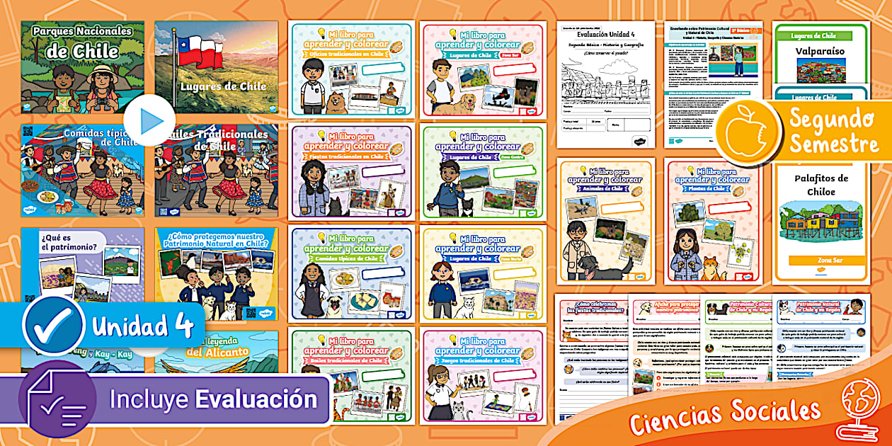 Pack Ciencias Sociales 2º Patrimonio Chile Unidad 4