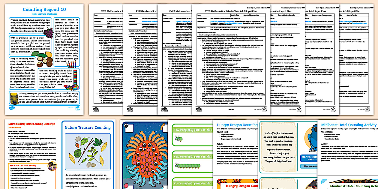 EYFS Maths Says One Number for Items Beyond 10 Planning Pack