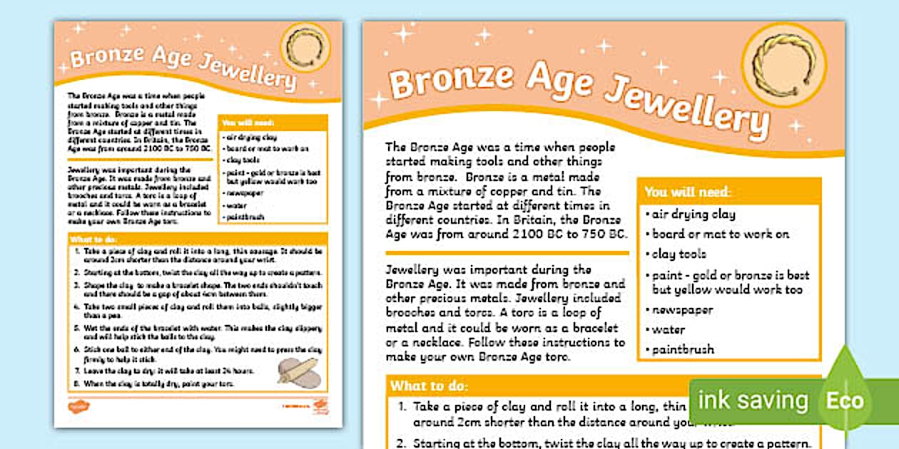 KS2 Bronze Age Jewellery KS2 Activity - Twinkl