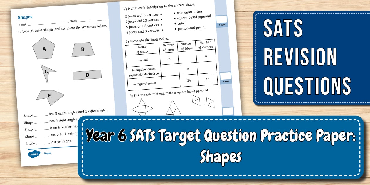 👉 Year 6 SATs Target Question Practice Paper: Shapes - Twinkl