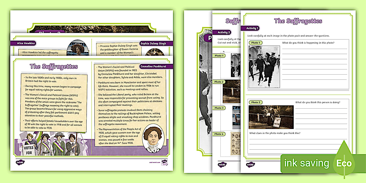 Suffragettes Fact File - The Suffrage Movement - KS2