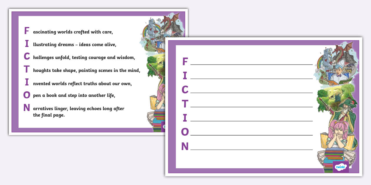 Fiction Books Acrostic Poem Template and Example