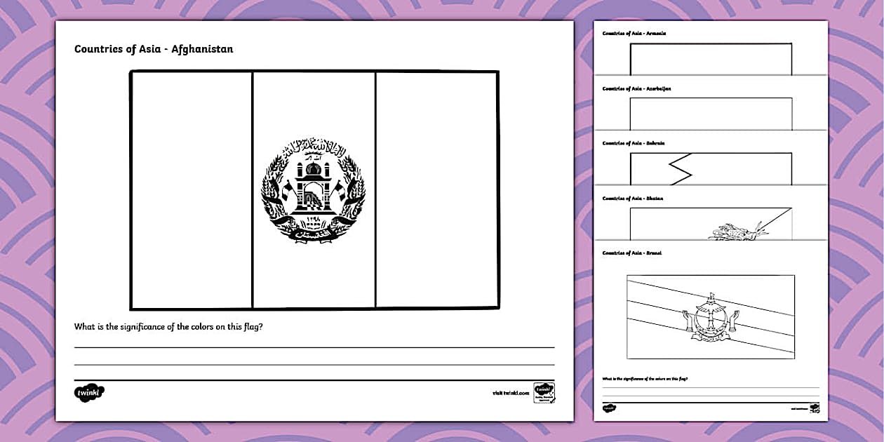 Wonderful Flags of Asia Coloring Pages | Twinkl USA - Twinkl