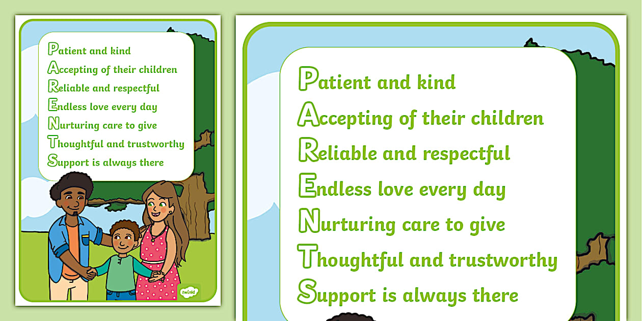 Parents Poem Display Poster - Poem On Parents - Twinkl