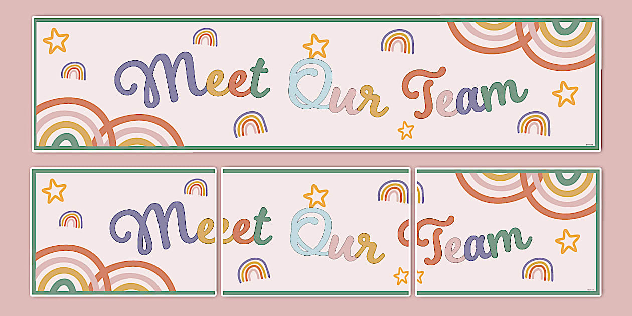 Muted Rainbow Themed Meet Our Team Display Banner - Twinkl
