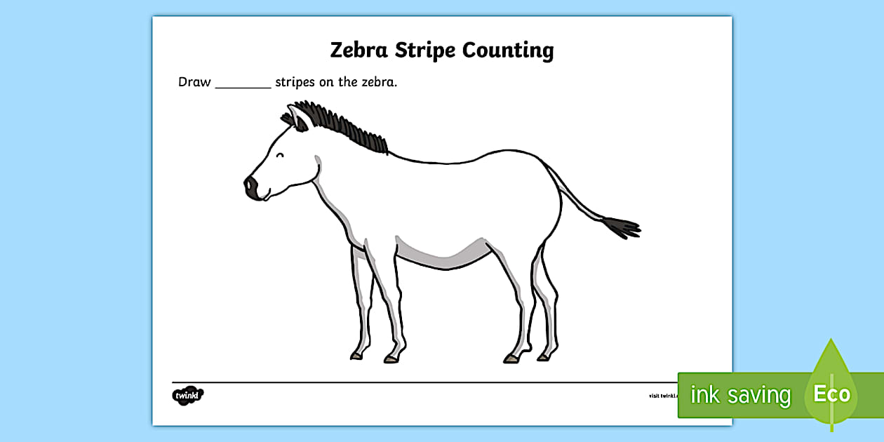 Zebra Stripes Counting and Colouring Sheet - Twinkl