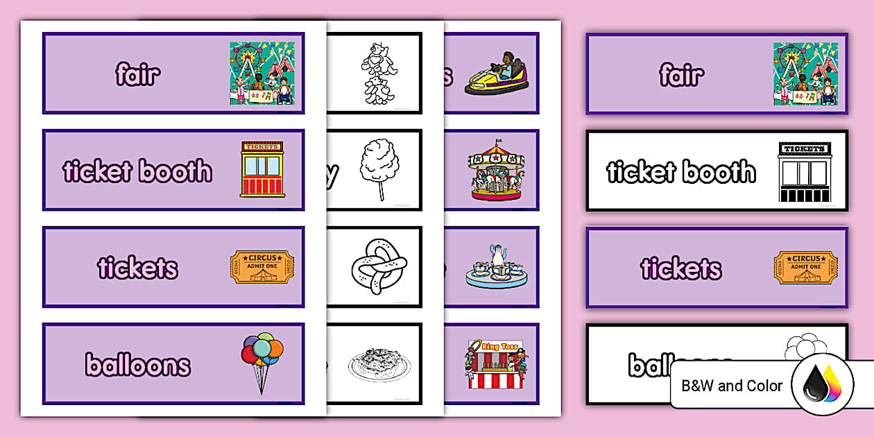Fairgrounds Dramatic Play Word Cards (Teacher-Made) - Twinkl
