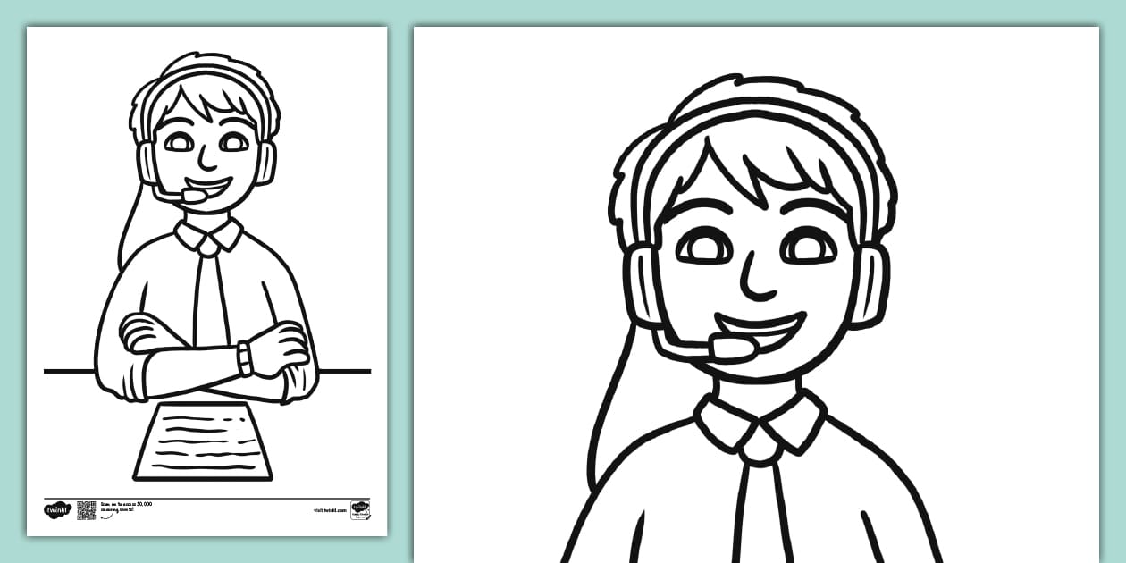 Commentator Colouring Page - Twinkl - KS1 (Teacher-Made)