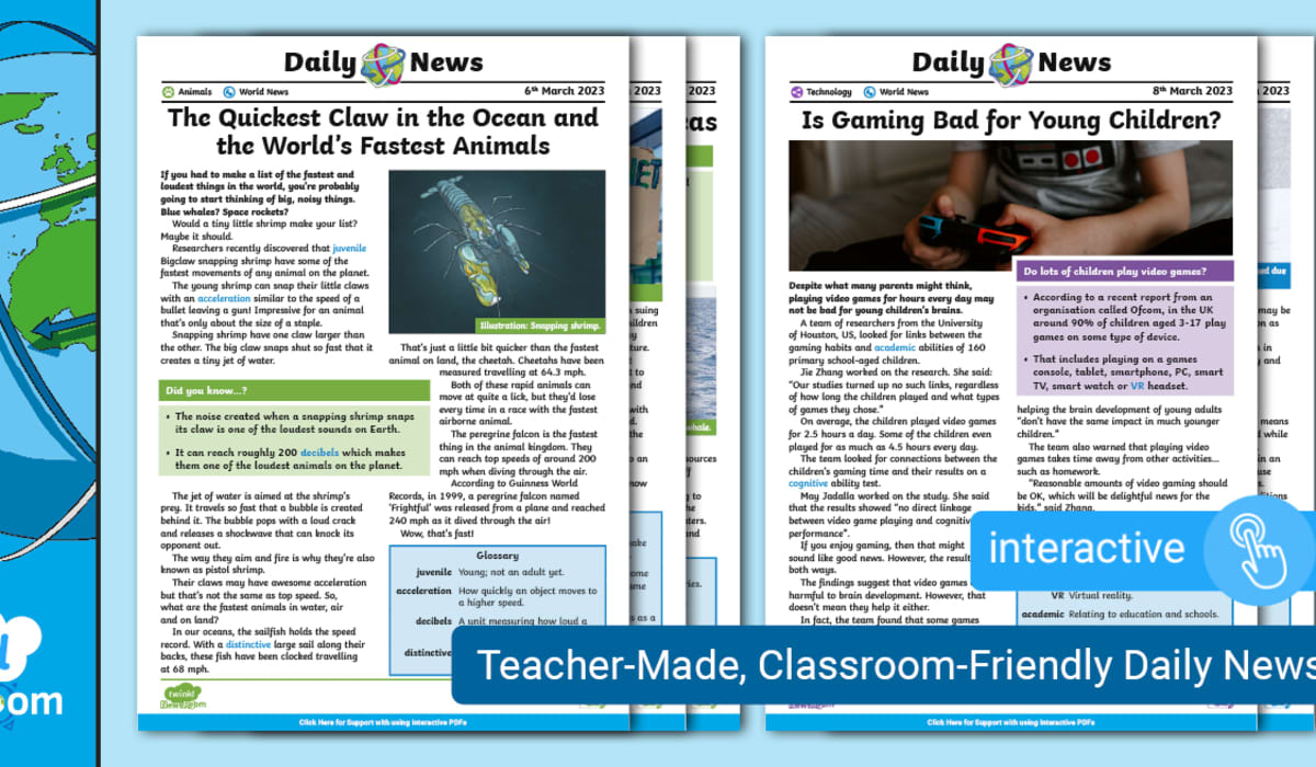 Weekly Comprehension Pack - 10th March 2023 - Twinkl NewsRoom