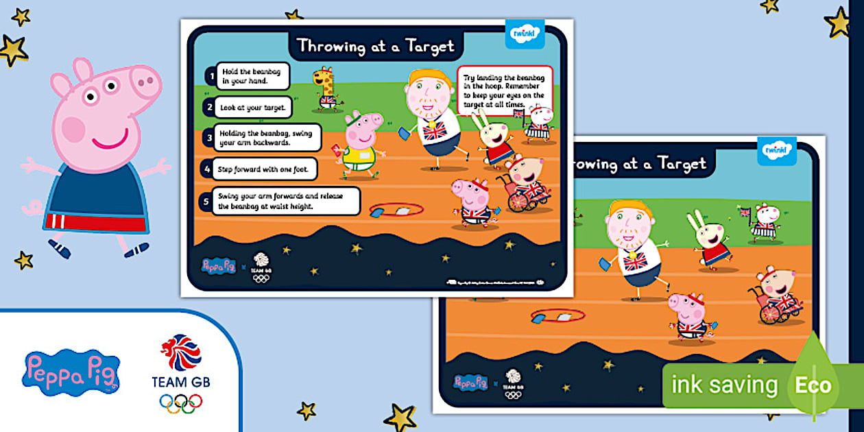 FREE! - Peppa Pig Team GB Throwing at a Target Activity Station Pack