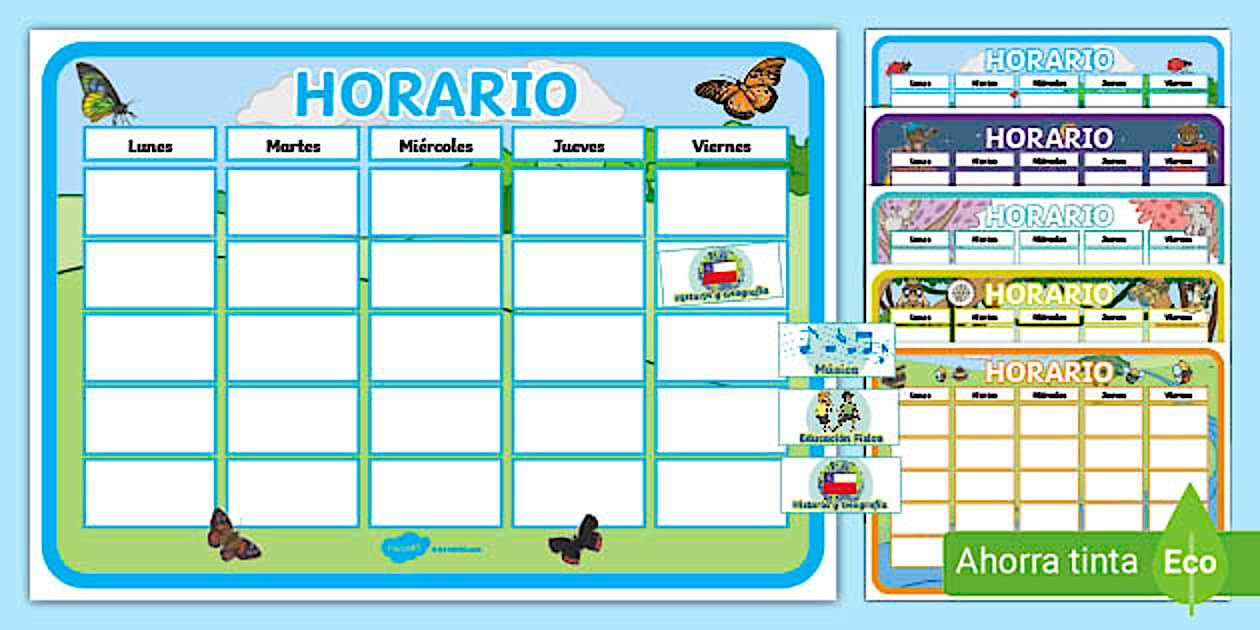Regreso a clases: horarios de clases para imprimir - Twinkl