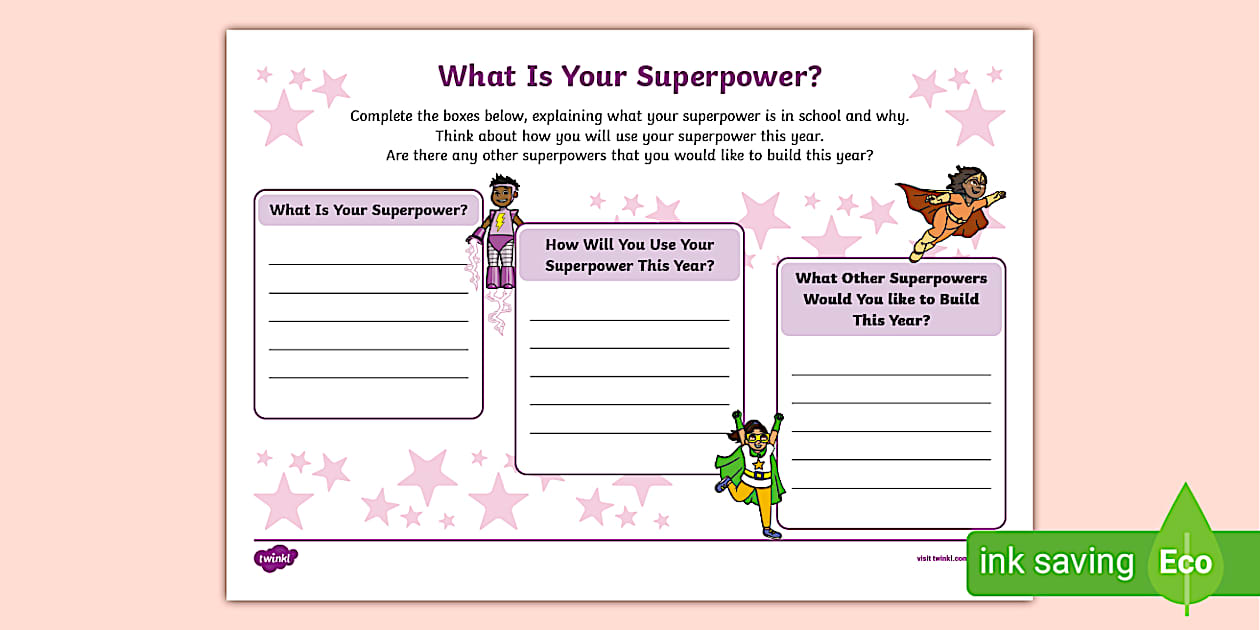 What Is Your Superpower? Activity Sheet, Superhero PSHCE