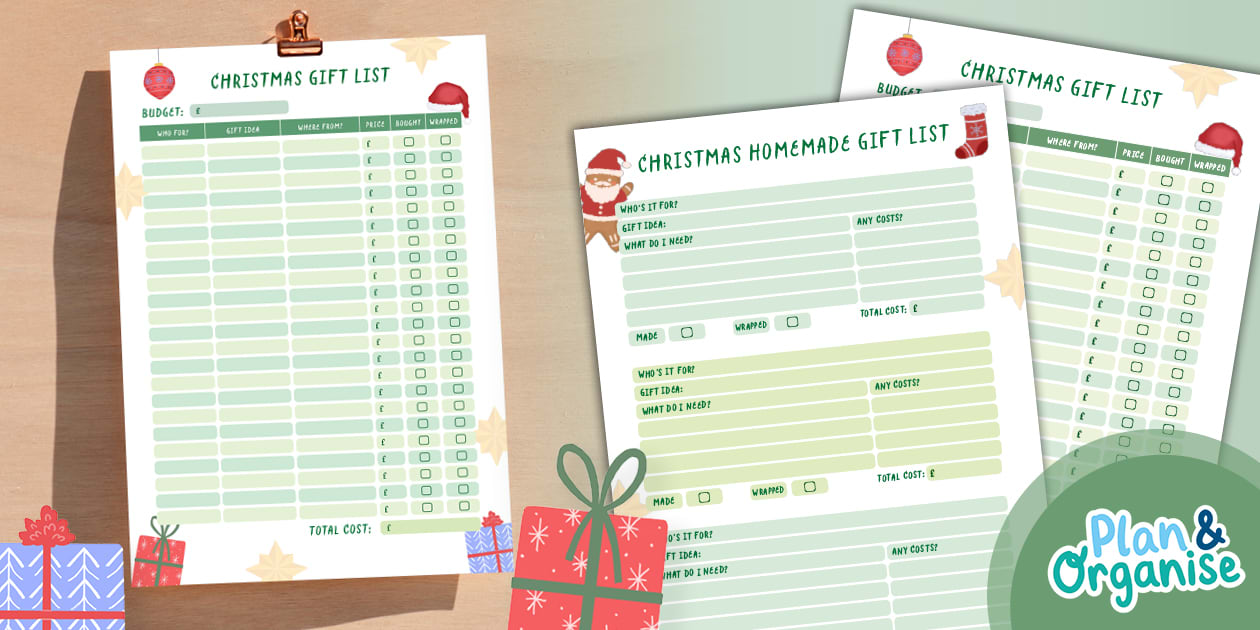 Christmas Gift Planner | Twinkl Plan & Organise - Twinkl