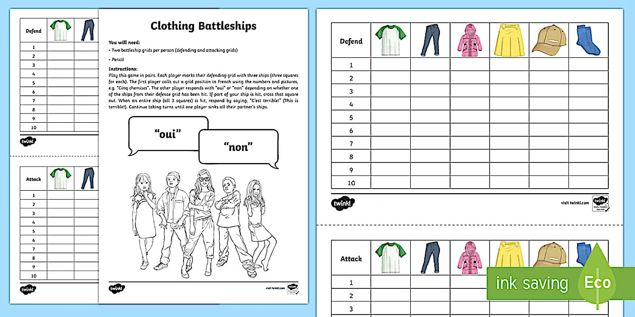 French Fashion Games | French Clothing Battleships Game