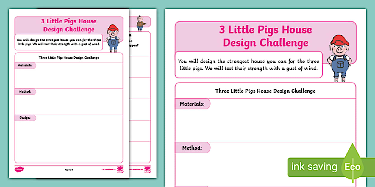 3 Little Pigs House Design Challenge- STEM Challenge for Year 1