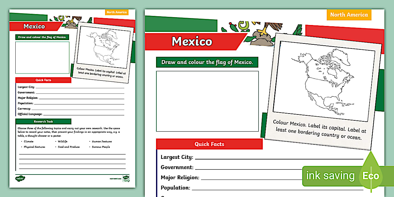 KS2 Mexico Research Activity (teacher made) - Twinkl