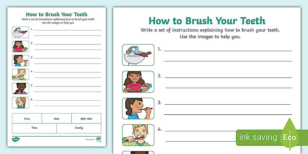 How to Brush Your Teeth Instructions Template - Twinkl