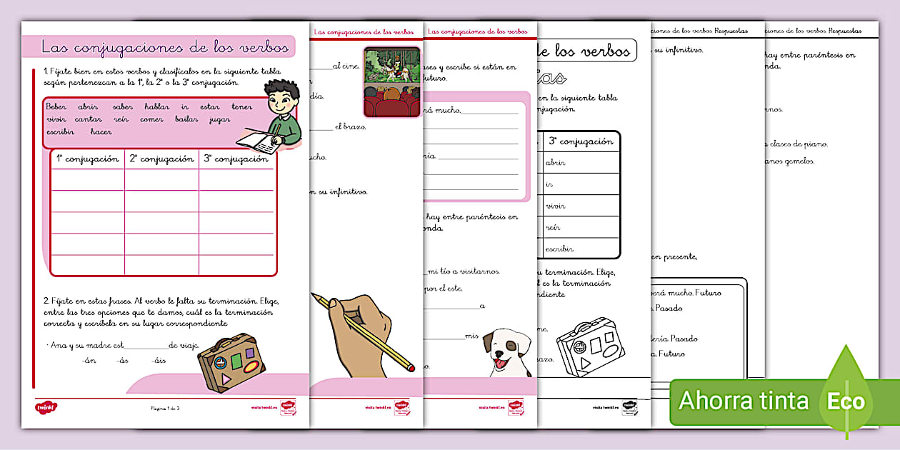 Ficha de actividad: Las conjugaciones de los verbos - Twinkl