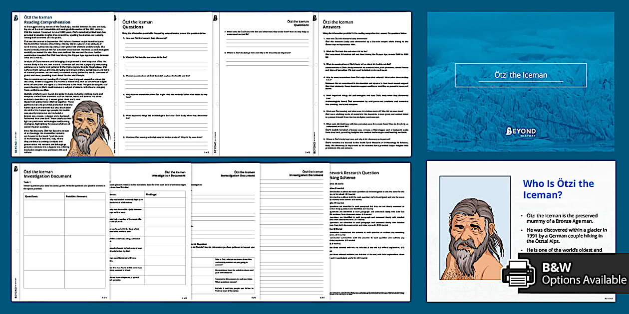 The Mystery of Ötzi the Iceman Activity Pack (teacher made)