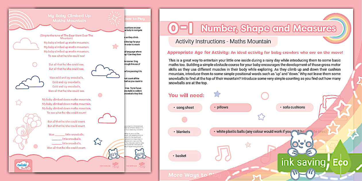 FREE! - 0-12 Months Number Shape Measures Maths Mountain