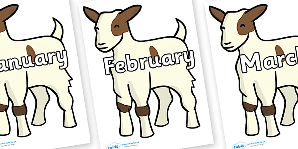 Precursive Months of the Year on Baby Goats (teacher made)