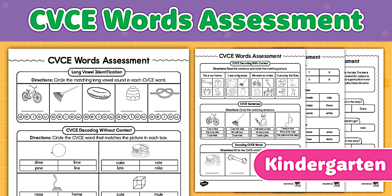 Kindergarten CVCE Words Phonics Assessment
