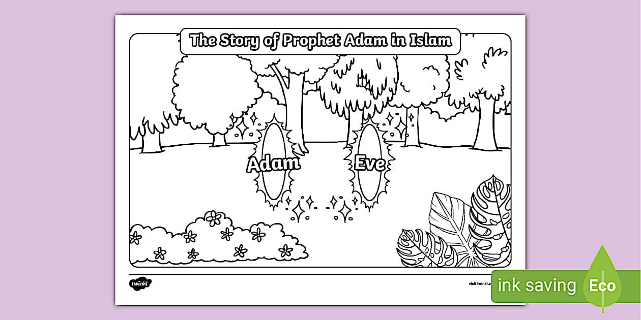 The Story of Prophet Adam in Islam Colouring Page - Twinkl