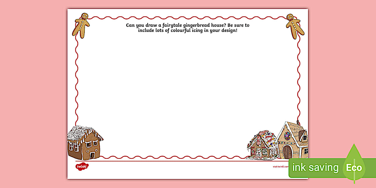Drawing Prompt Gingerbread House Worksheet | Twinkl | KS1
