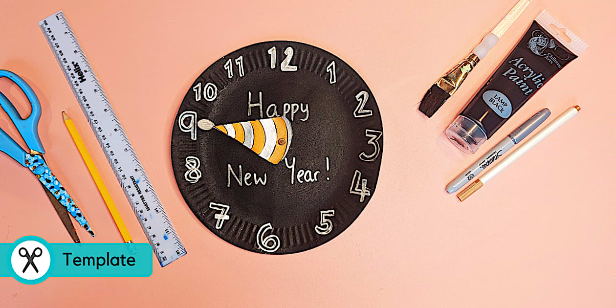 A teacher-made New Year's countdown clock craft for kids.