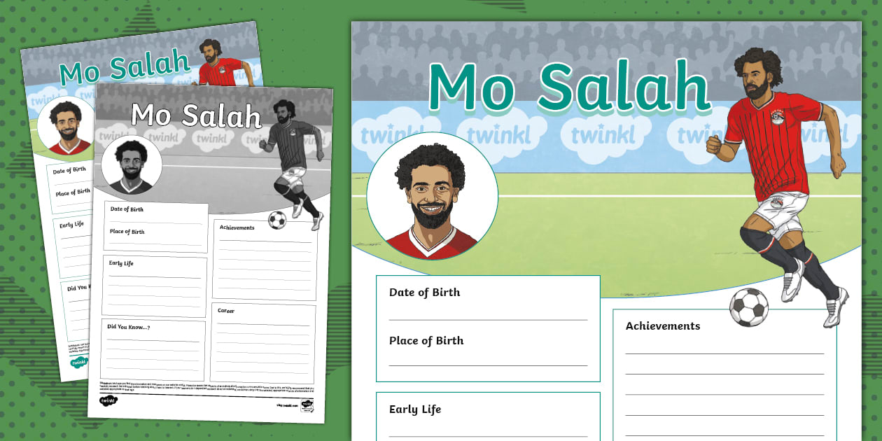 Mo Salah Fact File Template - Twinkl English