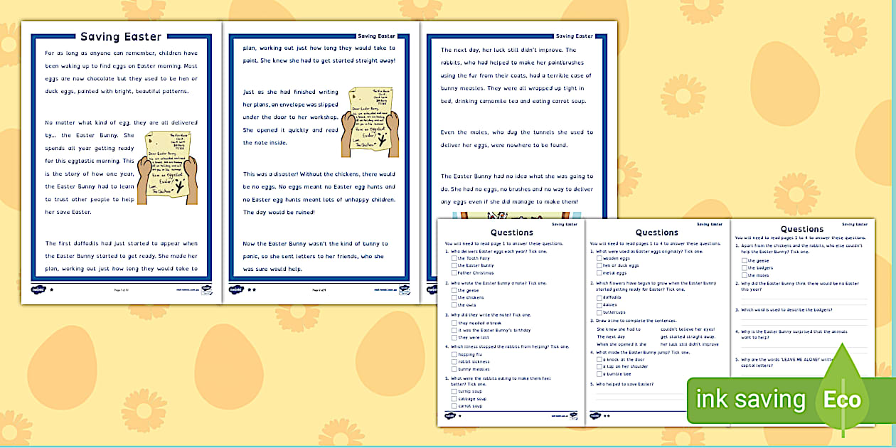 Dyslexia-Friendly Easter Reading Comprehension - Twinkl
