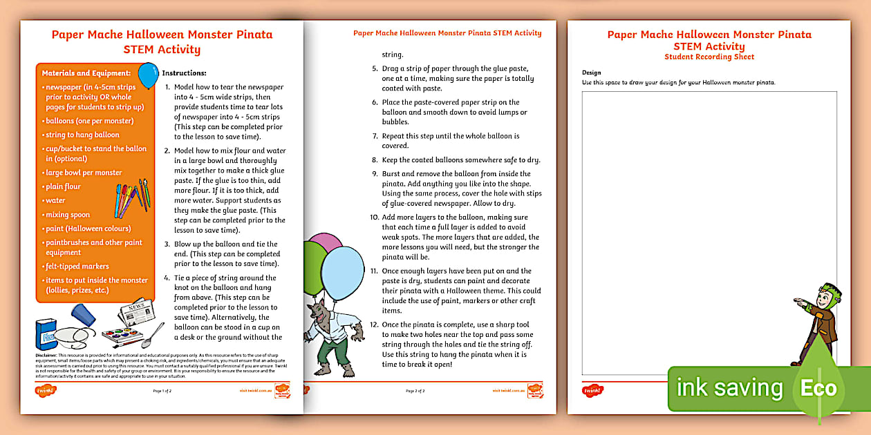 Paper Mache Halloween Monster Pinata STEM Activity - Twinkl
