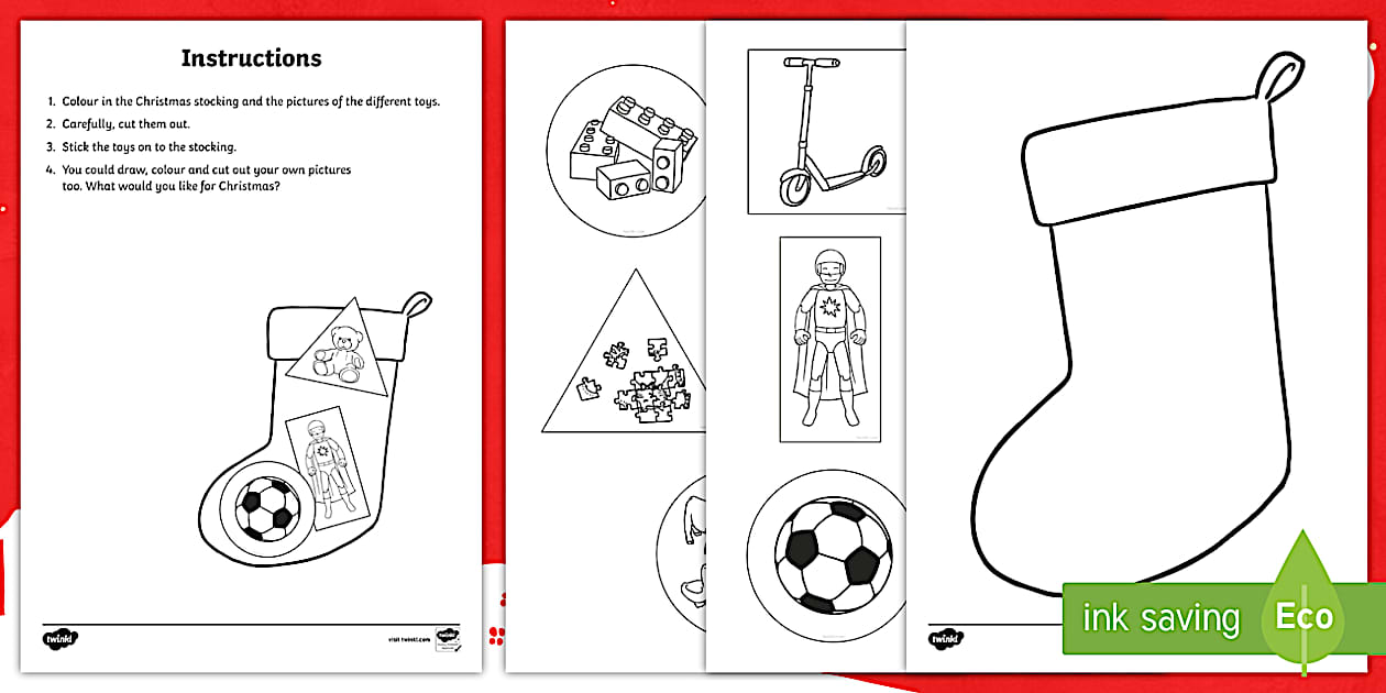 Christmas Stocking Cutting Skills Activity (teacher made)