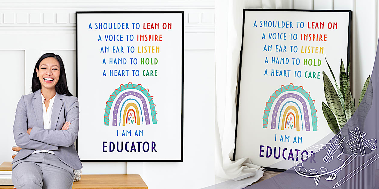 Educator Poem Muted Rainbow-Themed Poster
