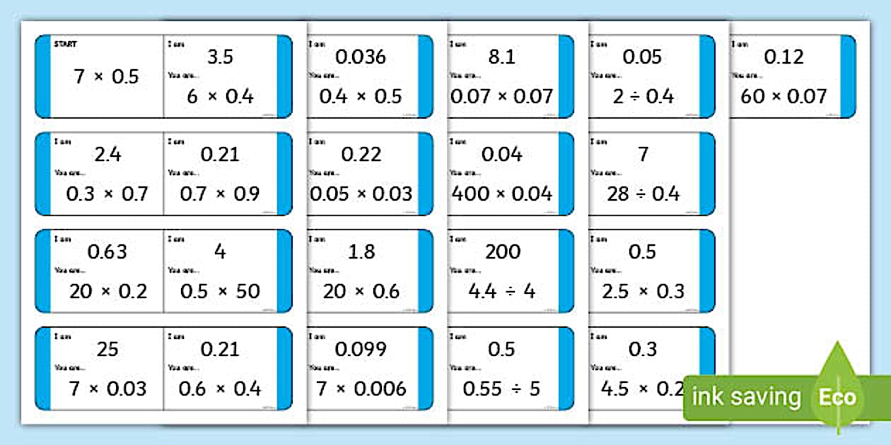 Multiplying and Dividing Decimals Loop Cards - Twinkl