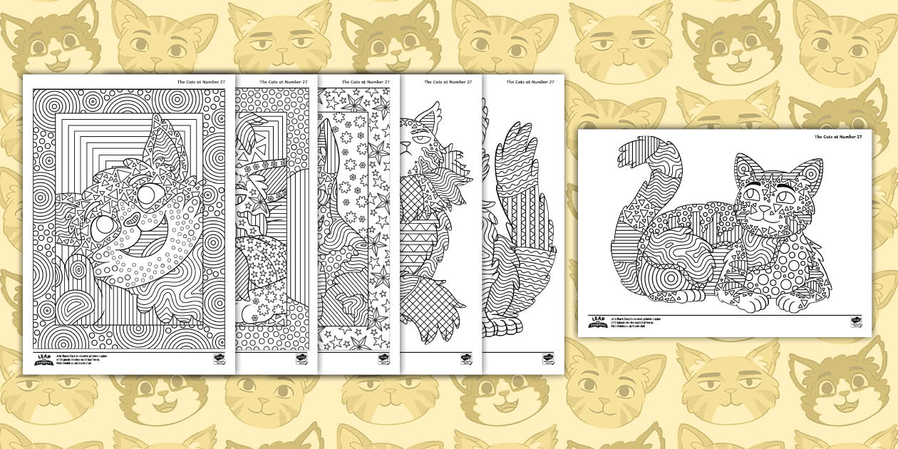 Cute Cartoon Cats Mindful Colouring Pages | Twinkl Original
