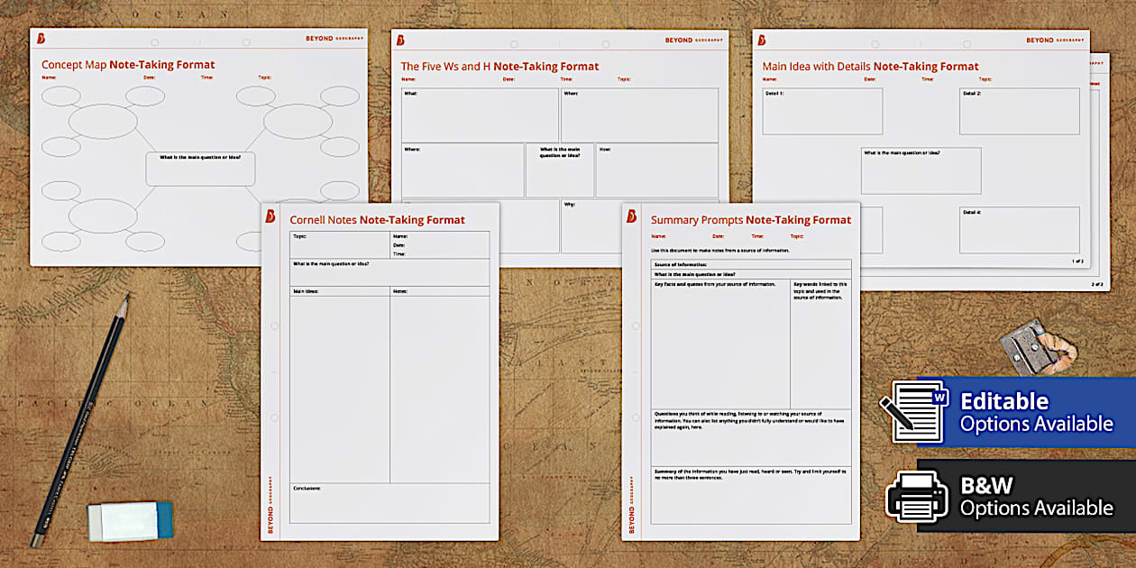 Geography Documentary Note-Taking Templates Pack - Twinkl
