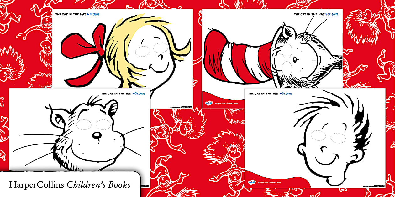 Cat in the Hat Masks | Dr Seuss | HarperCollins & Twinkl