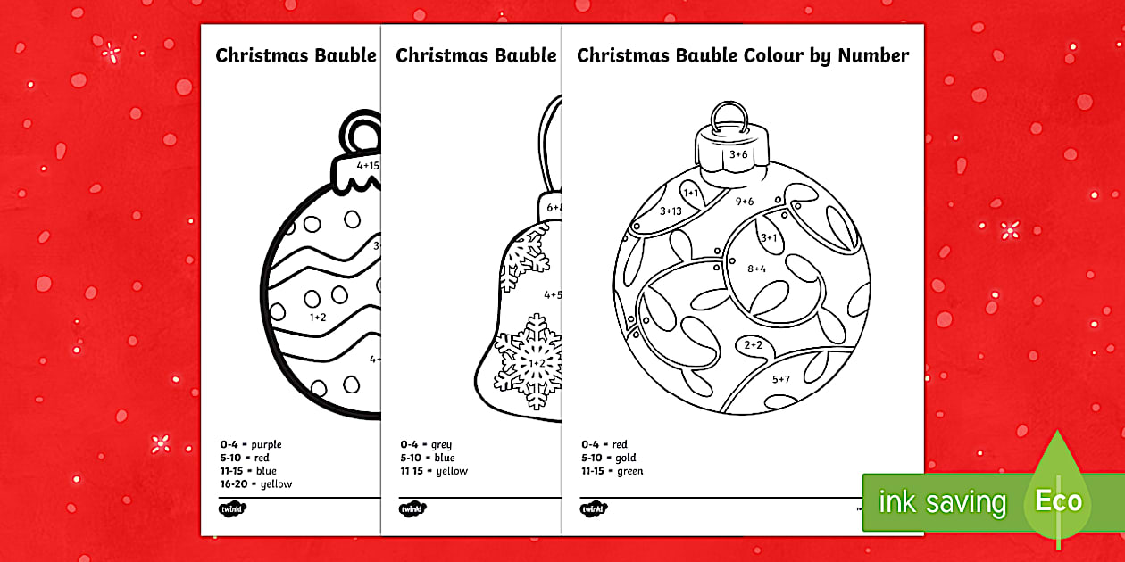 Christmas Baubles Colour by Number (teacher made) - Twinkl